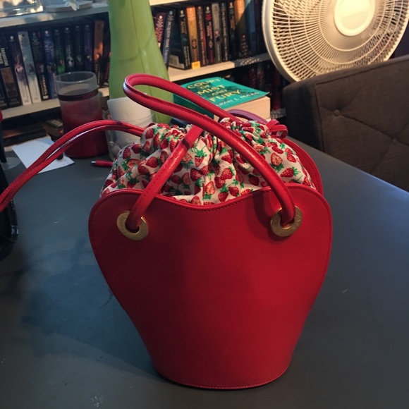 Escada | Bags | Vintage Escada Leather And Strawberry Print Fabric ...
